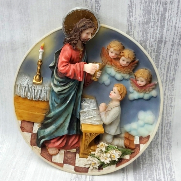 Vintage | Wall Decor | Mcm 3d First Communion Wall Medallion Plate 8 ...